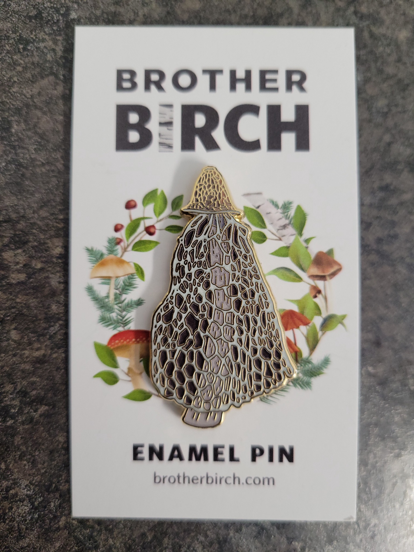 Brother Birch Veiled Stinkhorn Mushroom Pin