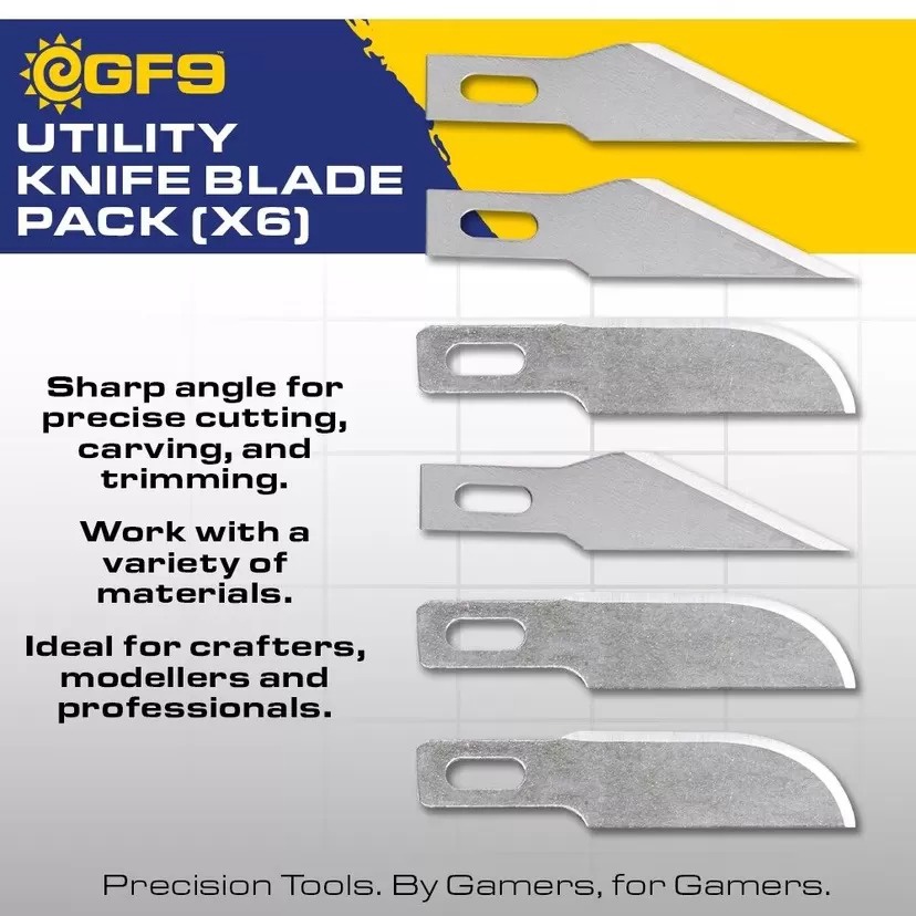 GF9: PRECISION HOBBY TOOLS – UTILITY KNIFE BLADE PACK (6) :: Hobby Master